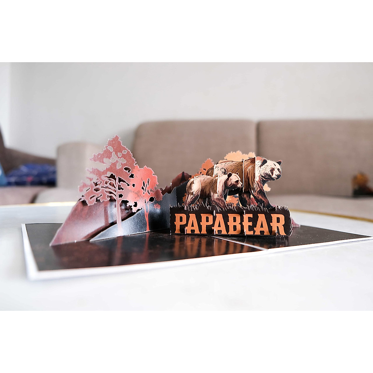 Fathers Day Pop Up Card, Papa Bear Fathers Day Pop Up Card, Papa Bear Pop Up Card - Father's Day Card from Wife, Daughter, Son, Kids for Husband, Grandpa, Birthday Includes Envelope and Note Tag, 6" x