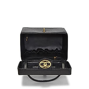 CHANEL, Pre-Loved Black Caviar Circle 'CC' Vanity Large, Black