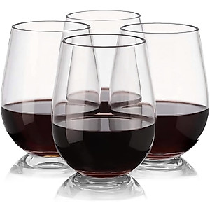 Smarty Had A Party 64 Pack Plastic Stemless Wine Glasses,12 Oz Clear Plastic Cups, Drinking Glasses, Order In Bulk Disposable Cups for Wedding Decorations, Holidays, Wine Glasses Stemless