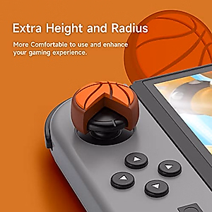JINGDU Thumb Grip Caps for Nintendo Switch Joy-Con, Cute Silicone Joystick Cap Covers Accessories Compatible with Nintendo Switch/OLED/Lite Joycon, 4PCS Basketball