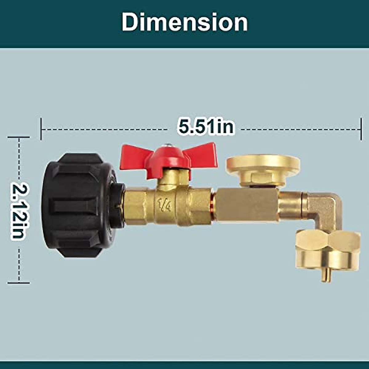 PRIZOM Propane Refill Adapter with Valve and Gauge, Fill 1 Lb Bottles From 20 Lb Tank, 90-Degree Elbow Design, Easy To Use