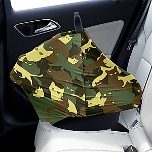 Baby Car Seat Stroller Covers Camouflage Ghost Cat Kitten Camo Nursing Cover Breastfeeding Scarf Soft Breathable Stretchy Infant Car Canopy Coverage Carseat Cover for Boys and Girls Multi Use