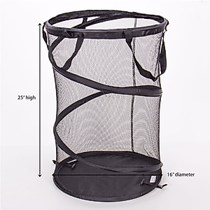 Household Essentials 2026 Pop-Up Collapsible Mesh Laundry Hamper | Black, 25" H