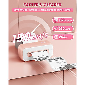 Pink Label Printer, Thermal Label Printer 4x6, Shipping Label Printer for Small Busines, Thermal Printer Compatible with Amazon, Ebay, Shopify, Etsy, UPS, FedEx, DHL, etc