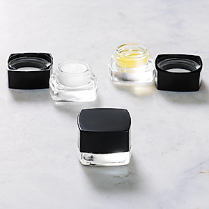(200 Pack) 5ml Thick Glass Square Jars with Black Child Resistant Lids - Storage for Oil, Lip Balm, Wax, Cosmetics - Mini Child Proof Container