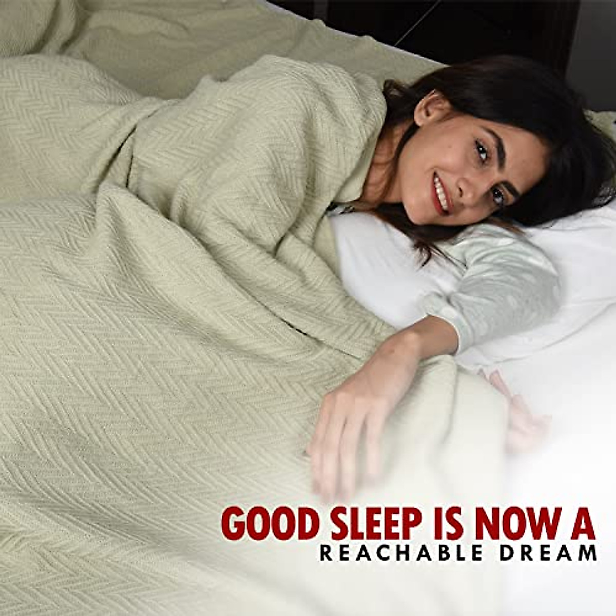 Premium 100% Cotton Blanket – Soft Breathable Thermal Blankets Queen Size for All Season - Queen Blanket for Bed Perfect for Layering - Sage Green