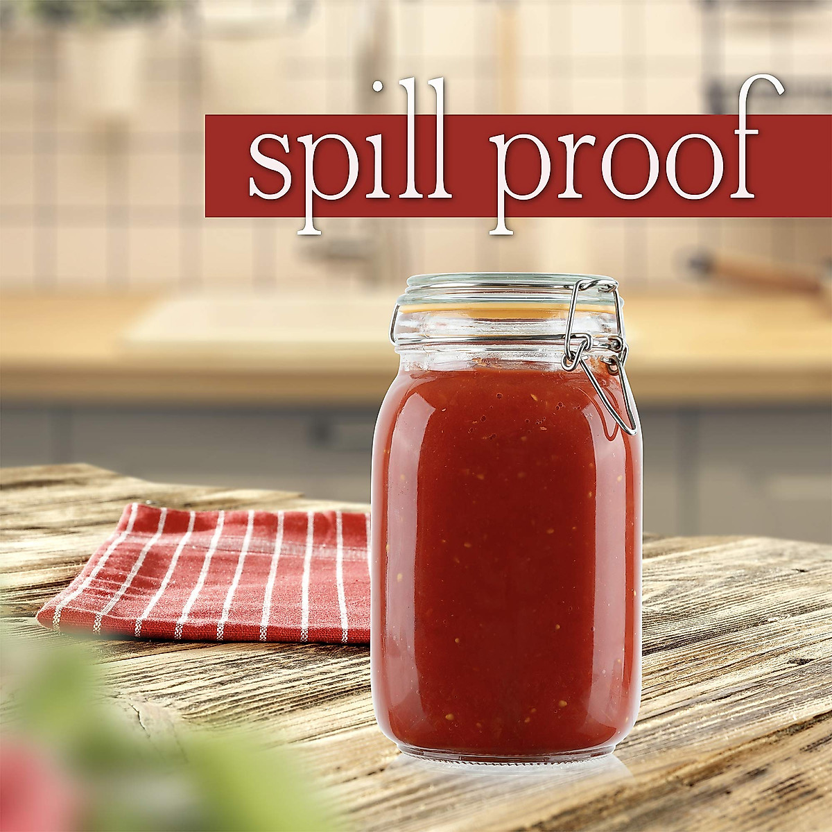 Galashield Glass Jars with Lids Food Storage Jars with Airtight Lids Leak Proof Glass Canisters Kitchen Jars [Set of 2-50 oz]