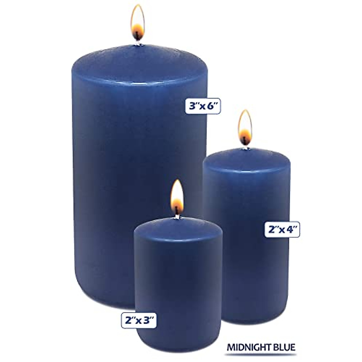Hyoola Midnight Blue Pillar Candles 2x3 Inch - 4 Pack Unscented Pillar Candles - European Made