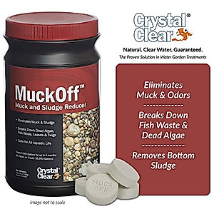 CrystalClear MuckOff, Natural Pond Muck Remover, Clears Away Muck & Sludge, Easy to Use Bacteria & Enzyme Tablets, Safe Water Treatment, Treats 1,000 Gallons, 4 Month Supply, 24 Tablets, 5.6 oz