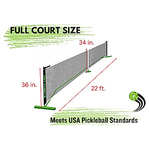 Net Sports Portable Pickleball Net Regulation Size 22 FT Pickle Ball Net for Driveway | Carry Pickleball Bag Nets and Accessories | Outdoor Pickleball Training Aids and Practice w/Easy Instructions
