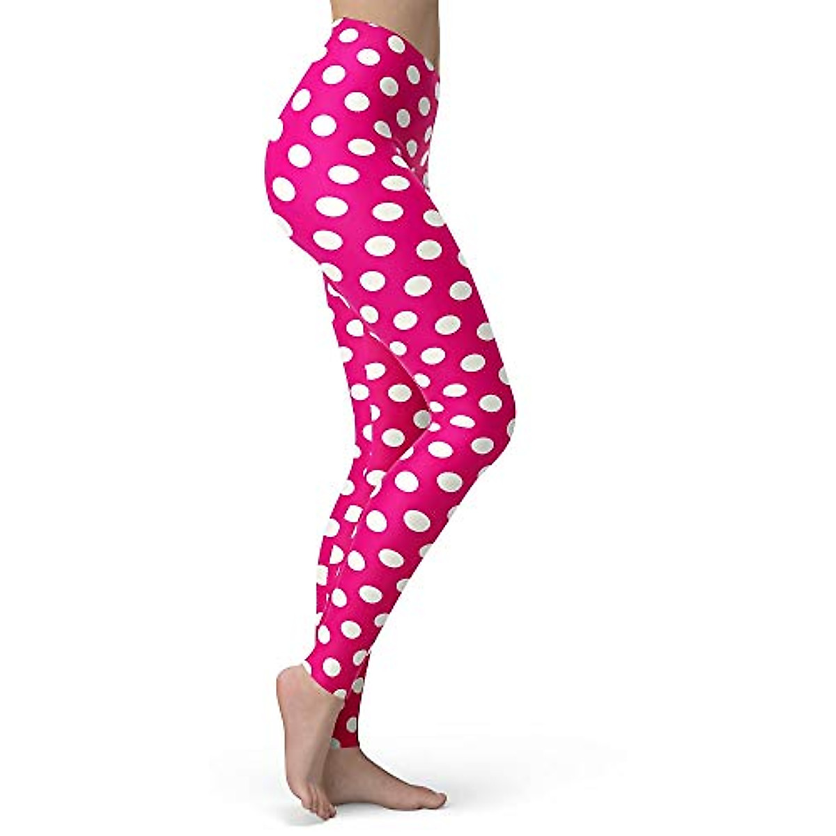 sissycos Women's Polka Dots Printed Leggings 80s Buttery Soft Stretchy Pants (Large-XX-Large, Polka Dots Rose Red)