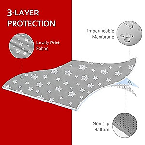 Mealtime Splat Mat for Under High Chair Mat, Non Slip Waterproof Floor Mats Washable Portable Picnic Splash Mat for Baby Art/Craft/Playtime, 42X46 Inch - Grey Star