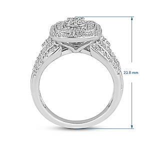 Jewelili Sterling Silver 1/2 Cttw Natural White Round Diamond Engagement Ring Size 7