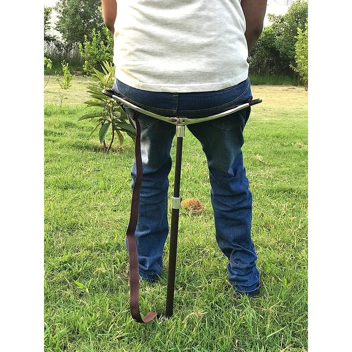 Haza NYC Adjustable Antique Brown Shooting Stick | Very Durable Heavy Duty Big Size Leather Seat Folding Chairs | Polo Fishing Golf Seat Stick | Lightweight Hiking Walking Sticks