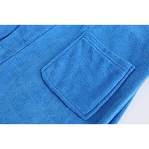 SWMSTUPF Boys Girls Bathrobe Soft Towel Hooded Robe 100% Turkish Cotton Bathrobe(Blue,9-10 Years)