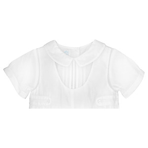 Petit Ami Baby Boys’ Shortall with Pintucks and Side Tabs, 24 Months, White
