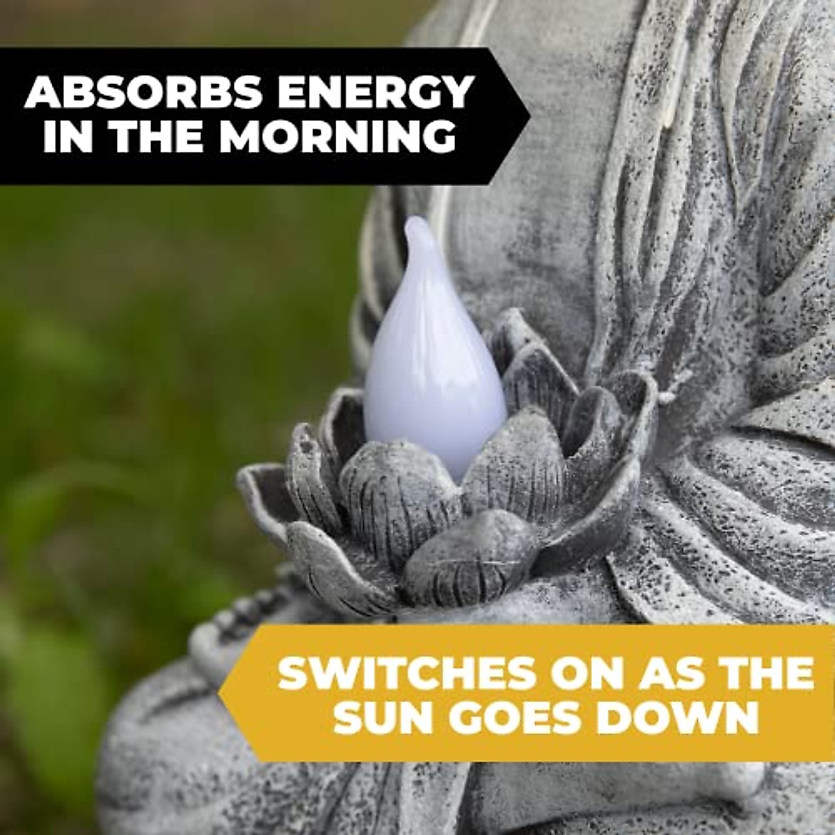 VP Home Buddha Statue for Home and Outdoor Decor Solar Powered Flickering LED Garden Light Zen Meditation Spiritual Room Decor (Zen Buddha) Buddha Garden Statue