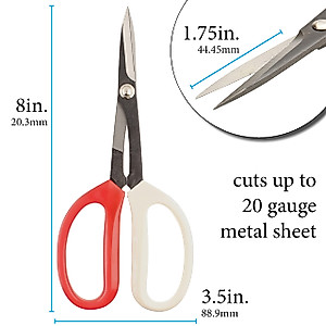 The Beadsmith Plate Shears – Metal Elements – Heavy Duty Scissors – Made of Carbon Steel – 8 Inches/20.3mm Long, 1.75in/44.45mm Cutting Blades – Cuts Up to 20 Gauge Metal Sheet Stock