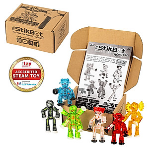 StikBot Zing Monsters, Complete Set of 6 Poseable Monster Action Figures, Includes Giggles, Goblin, Insector, Grim, Aquafang and Kyron