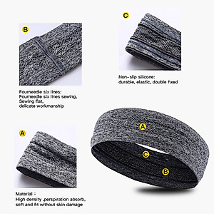 SAMFAVO Sports Headbands for Women and Men-Workout Headbands-Sweatband for Running Fitness Yoga Basketball