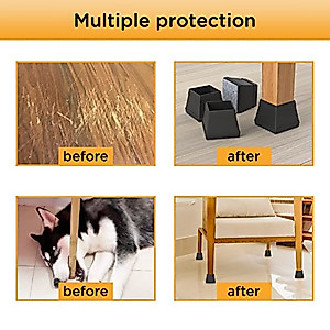 16 PCS Square Chair Leg Floor Protector, Silicone Chair Leg Cover, Furniture Leg Protectors with Felt, Mobile Table Leg pad, Protect The Floor from Scratches.1 1/2 in Black.