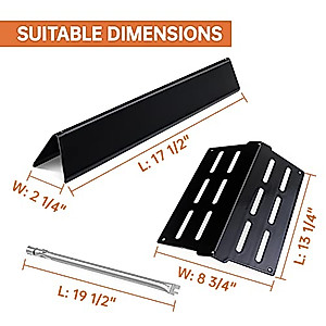 Dictirdy Porcelain-Enameled Flavorizer Bars and Heat Deflector Burner Tube Kit for Weber Genesis 300 Series E310 E320 E330 EP310 EP320 EP330 Replacement Part for Weber Genesis Grill