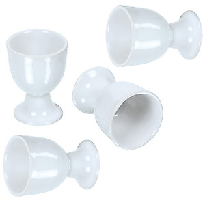 Soft Boiled Egg Holder | Ceramic Egg Cup Set | Ceramic Egg Holder Pottery Housewarming Gift set of 4 (White)