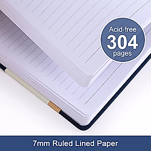 Hardcover Lined-Journals-Notebooks 304 pages, Heavy Duty B5 College Ruled Notebook, 100gsm Thick Lined Paper, Faux Leather cover, for Women Men Work School, 7.6'' X 10'' (Navy Blue)