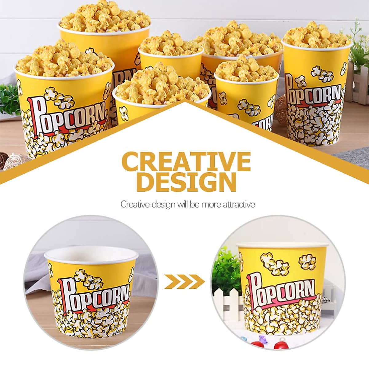 NOLITOY Popcorn Box 10pcs Popcorn Bucket Cardboard Child Pp Food Popcorn Holders