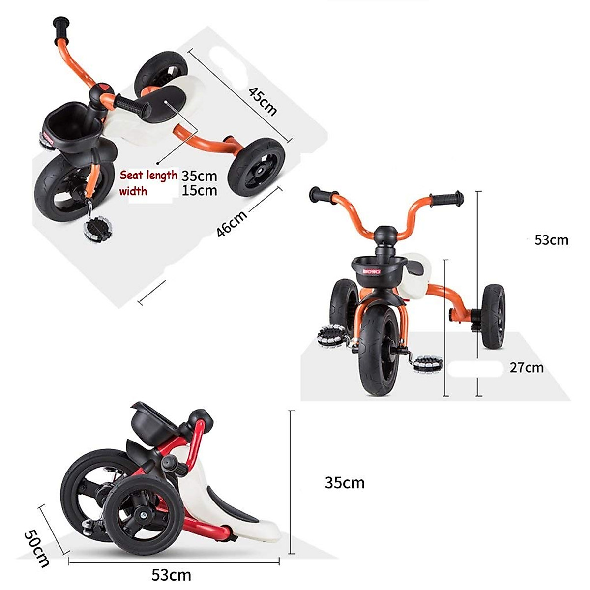 Ygqtbc Children's Tricycle,Perfect for Beginner Riders Ages 2+ – Encourages Active Play – Durable Design with Built-in Safety Features – Comfortable Ride (Color : B)