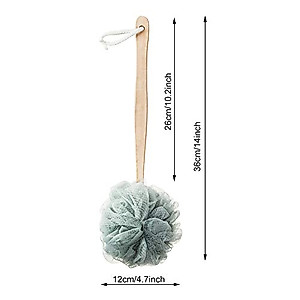 4 Pack Large Bath Puff Loofah Sponge With Long Handle Shower Loofah, Bath Body Back Brush, Spa Brush for Women and Men(4 Color)