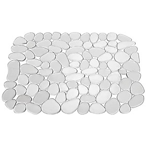 mDesign Adjustable Kitchen Sink Dish Drying Mat/Grid - Soft Plastic Sink Protector - Cushions Sinks, Stemware, Glasses, Dishes - Quick Draining Pebble Design - Small, 12.4" Long - 2 Pack - Clear