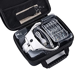 TMANGO Magnifying Glasses with LED Lights,Storage Case | Rechargeable Head Mount Magnifier for Close Up Work, Cross Stitch, Watch Repair, Jewelry，Hobby Crafts,Reading Aid
