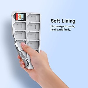 JINGDU 24-Slot Switch Game Case for Nintendo Switch Games & Micro SD Cards, Hard Shell, Soft Lining, [Shockproof, Portable], The Switch Game Holder Suitable for NS, Lite & OLED Games, Not Touch