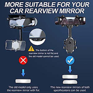 JOCOSA Car Rearview Mirror Phone Holder Phone Mount for Car, Universal 360° Rotatable and Retractable Adjustable Multifunctional GPS Holder for All Mobile Phones Fits Most Cars