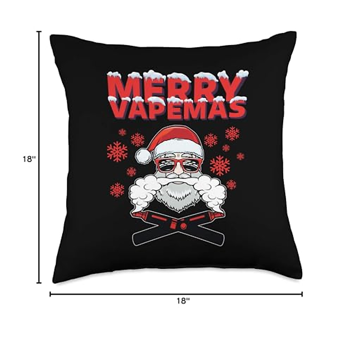 Vaper Lifestyle Apparel Merry Vapemas Santa-E-Cigarette Liquid Vape Throw Pillow, 18x18, Multicolor