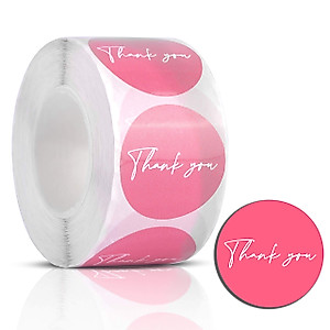 Round Thank You Stickers, Thank You Sticker Supplies for Business Packaging, Bubble Mailers & Bags (1.5'', Light Red)