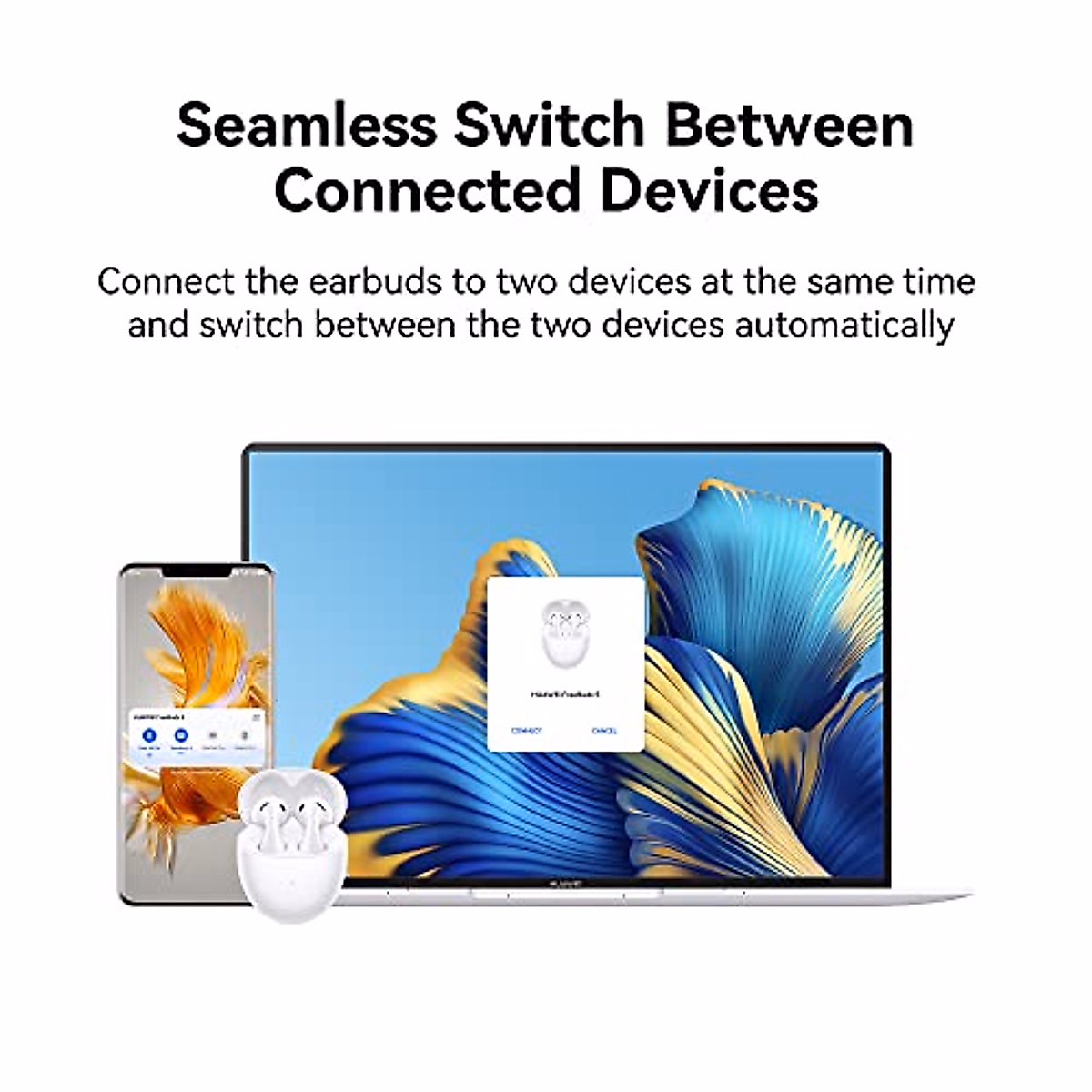 HUAWEI FreeBuds 5 Wireless Earbuds - Bluetooth Earphones with Noise Cancelling - Curved in Ear Headphones with Optimal Fit - Long Battery Life and Water Resistant - Hi-Res Certified (Silver Frost)