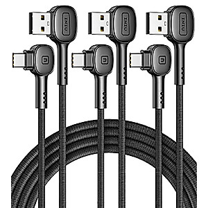 INIU USB C Cable, [3 Pack 3.1A] QC 3.0 Type C Charger Fast Charging Cable, Nylon Braided (1.6+6.6+6.6ft) USB A to USB-C Phone Charger Cord for Samsung Galaxy S21 S20 S10 Plus Note 20 LG Google Pixel