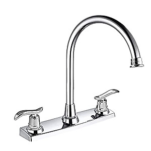 SOLVEX 2 Handle Kitchen Sink Faucet, High Arc 360 Swivel Stainless Steel Pipe 3 Hole Kitchen Faucet, Commercial Modern Chrome Kitchen Sink Faucet, US-SP-80093
