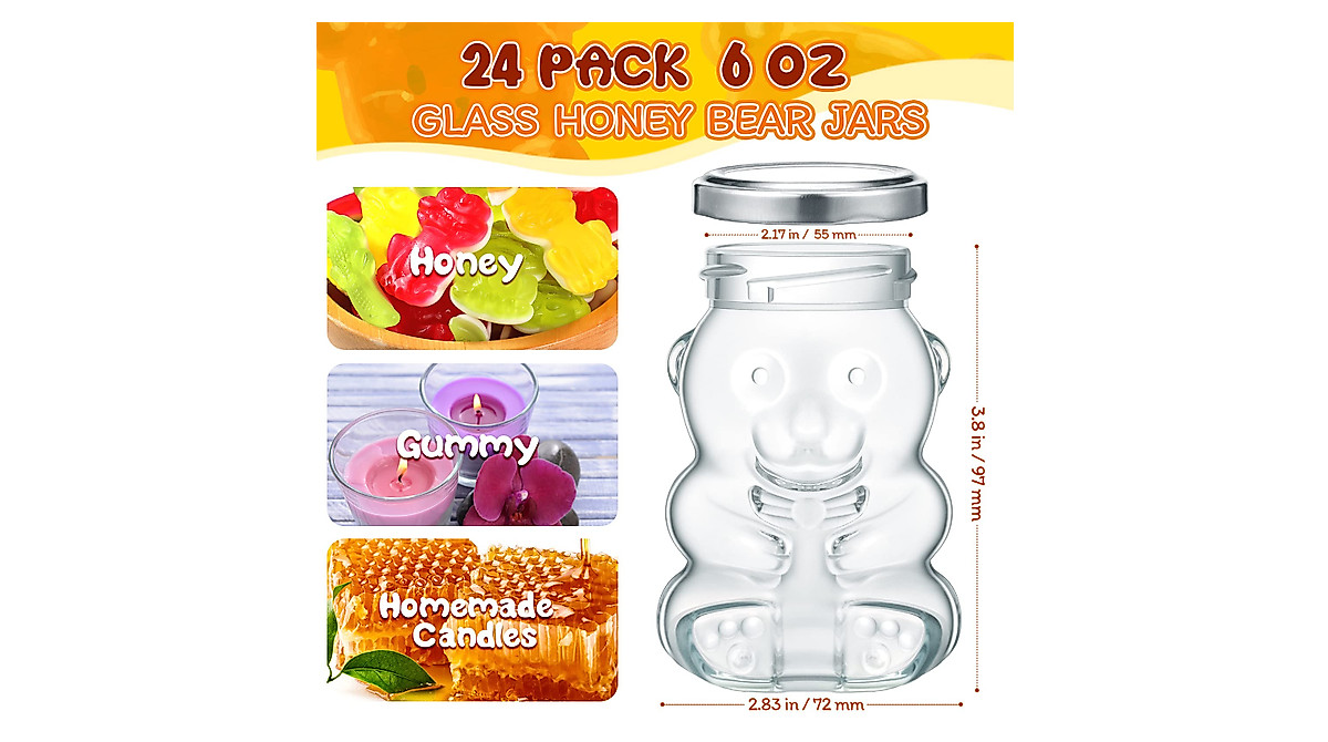 24 Pack Honey Bear Jars - Perfect for Parties