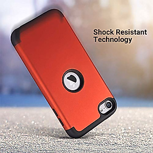 ULAK Compatible with iPod Touch 7/6/5 Case, Heavy Duty High Impact Shockproof Protective Cover for Apple iTouch 5th/6th/7th Generation (Latest Model), Red+Black