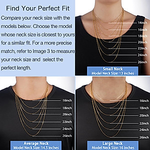 Jewlpire 18k Over Gold Chain Necklace for Women, 1.1mm Cable Chain Gold Chain for Women Shiny & Sturdy Women's Chain Necklaces, 14 Inches