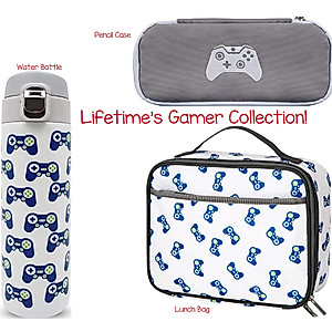 Insulated Lunch Bag - Freezable Case Meal Tote Cooler with Pockets for Kids Girls Boys Teens Water Resistant Reusable Hot Cold School Work Padded with Handle - Lunch Containers (Video Game)