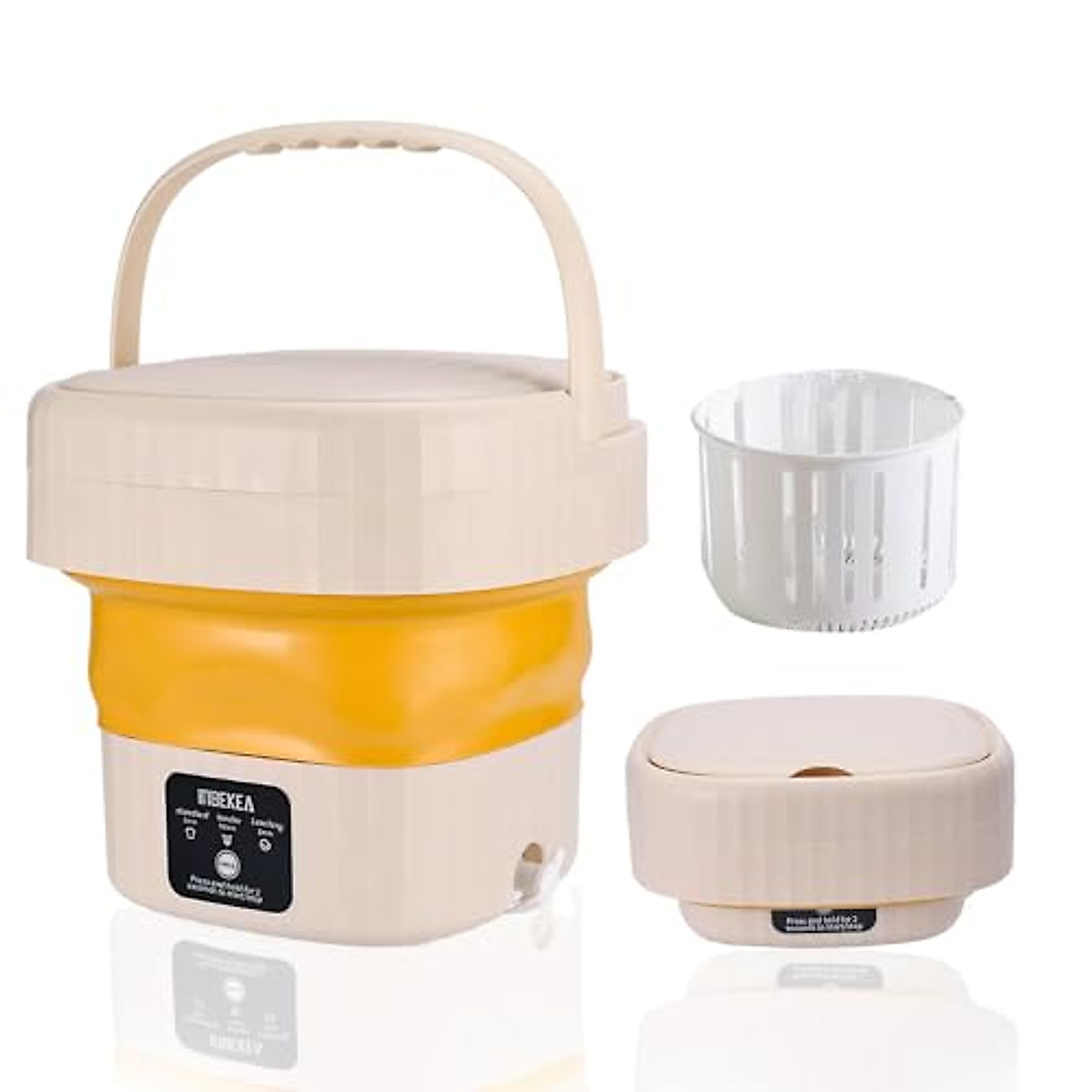 Portable Washing Machine - 6L Foldable Mini Small Portable Washer Washing Machine with Drain Basket for Apartment, Laundry, Camping, RV, Travel, Underwear, Personal, Baby - (110V-200V) - Yellow