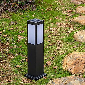CZLZY Solar LED Pillar Lamp Outdoor Waterproof Post Light Simple Modern Iron Rectangle Column Light Villa Garden Lighting Fixture Garden Lawn Light Road Light Pedestal Light