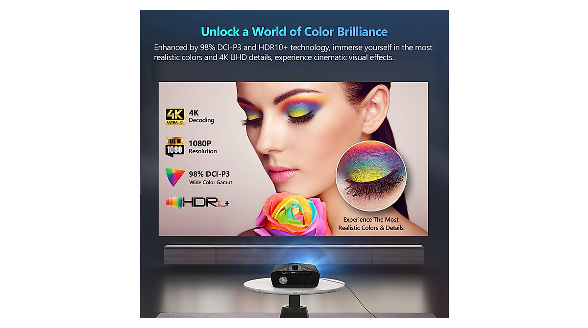 4K Smart Projector - Auto Focus & HDR with WiFi 6