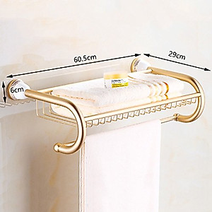 OMOONS European-Style Aluminum-Magnesium Alloy Towel Rack Wall Mounted Bathroom Fittings Towel Shelf/Gold