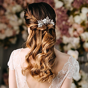 AW BRIDAL Opal Crystal Hair Comb Bridal Hair Pieces Retro Bridal Hair Clips Wedding Hair Accessories for Brides and Bridesmaids (Silver)