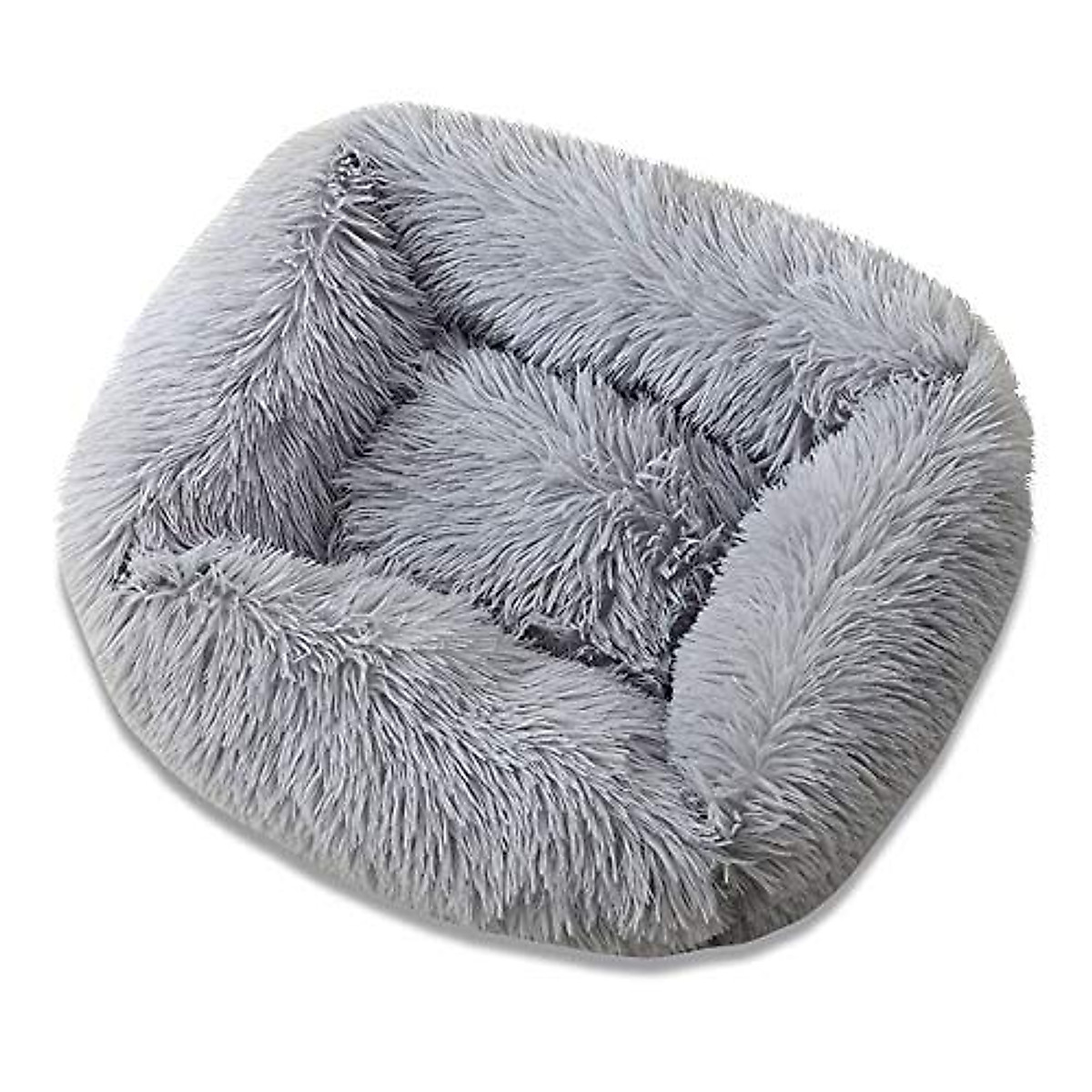Fuerlun Dog Bed, Square Calming Warming Plush Cuddler, XL Extra Large Dog Bed & Furniture Anti Anxiety Cushion Bed (Light Gray, L)
